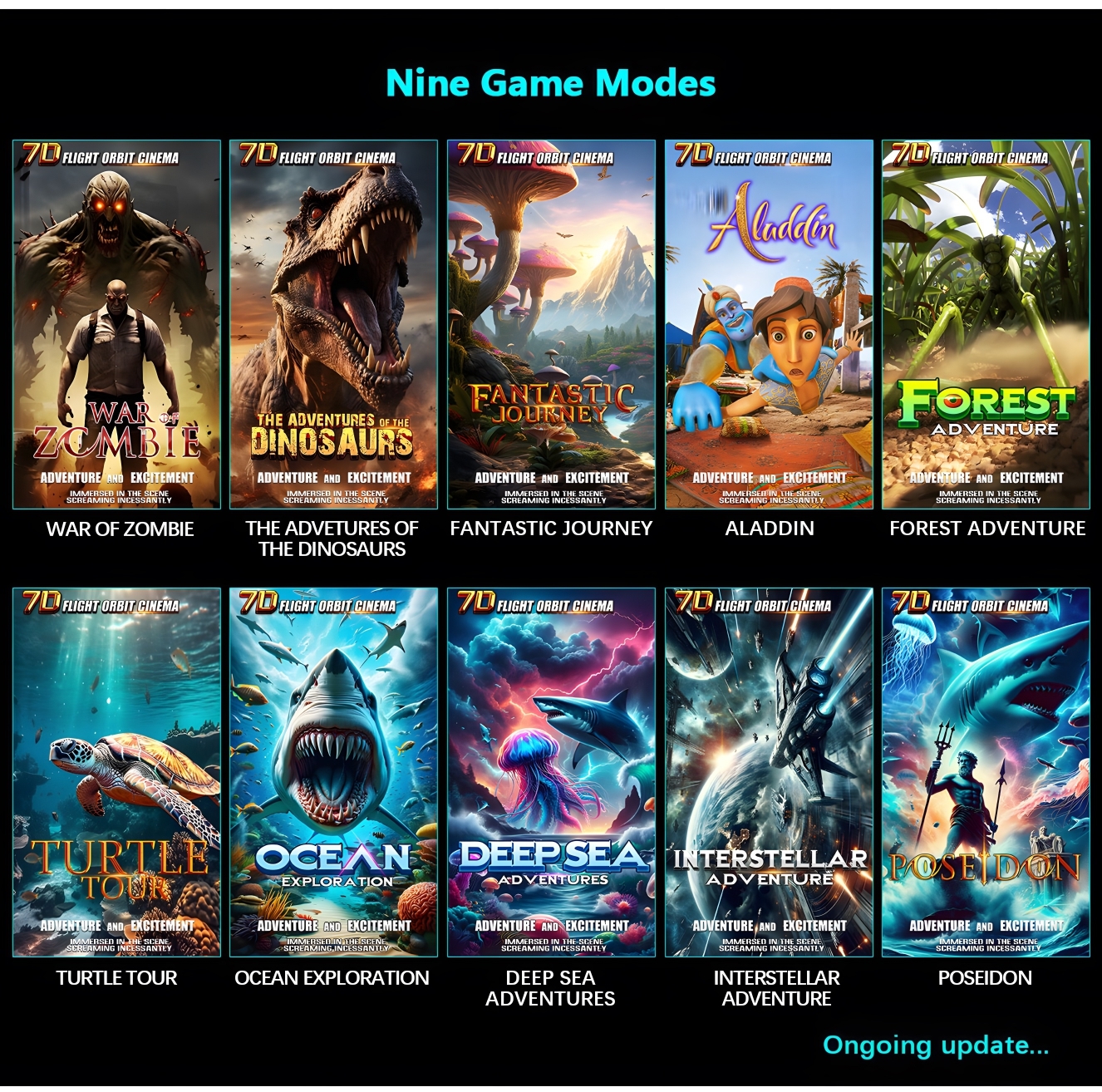 3 filas 15 asientos Orbit Cinema 5D con movimiento visual inmersivo